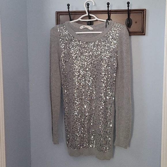 H&M | Shirts & Tops | Hm Gray Tunic Sequins Youth Girls | Poshmark